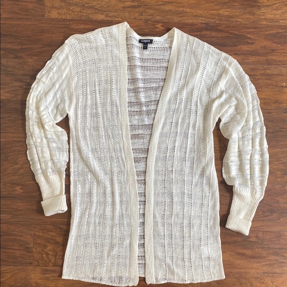 Express | Sweaters | Express Textured Knit Cream Cardigan Sweater ...